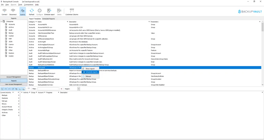 How to Run Reports using the BackupVault Management Console – Help Centre