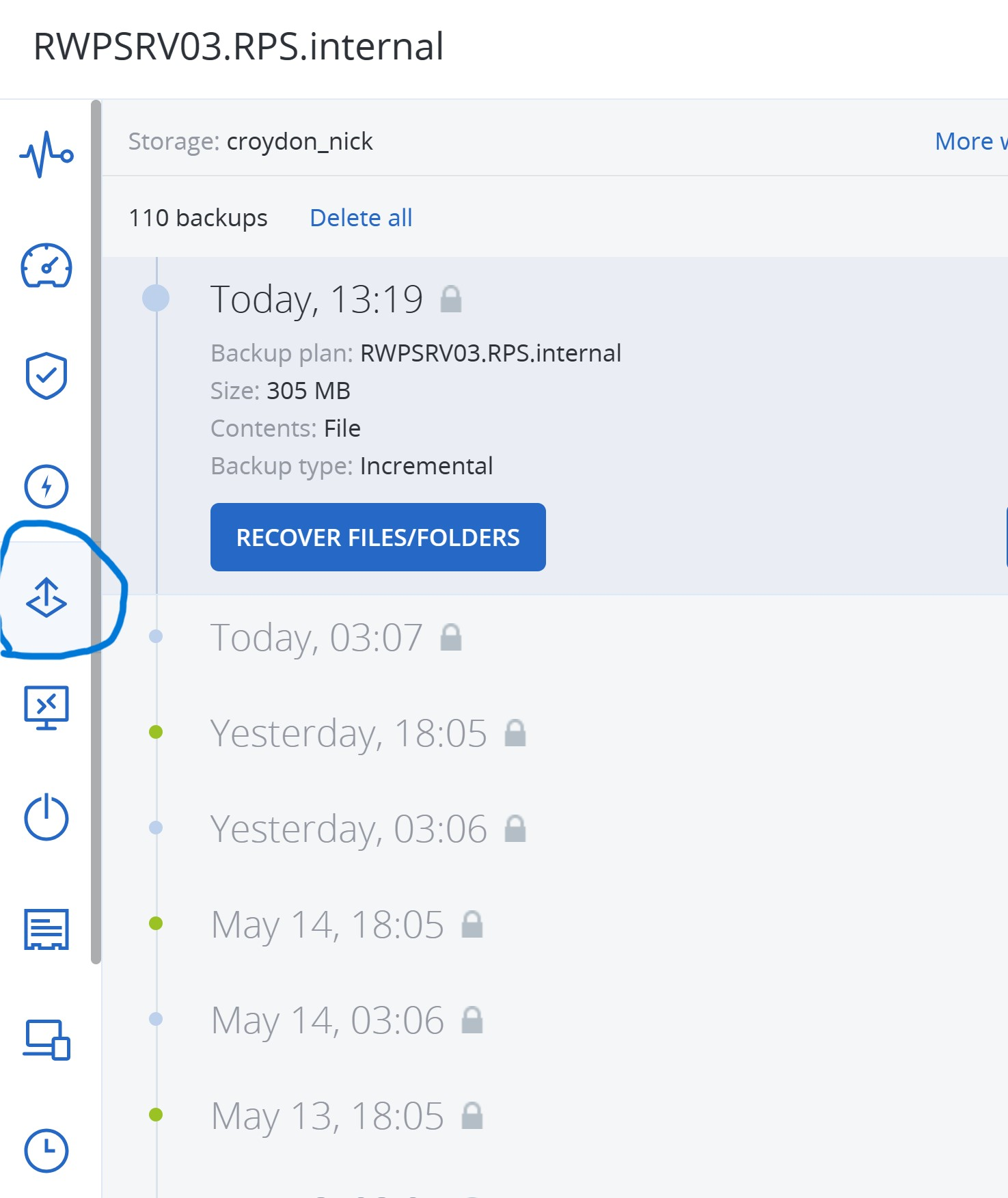 How to check / display previous backups – Help Centre